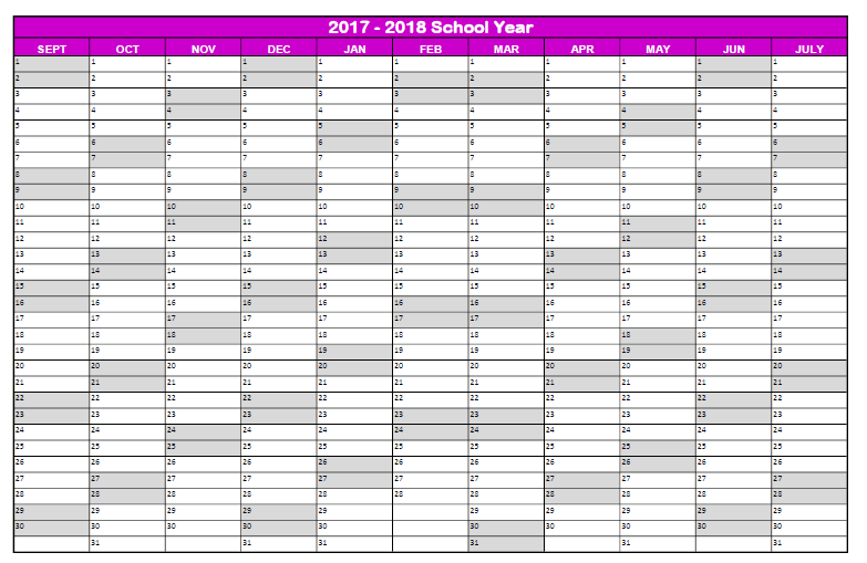 FREE 2017 – 2018 UAE School Year Calendar | Cuddles and Crumbs